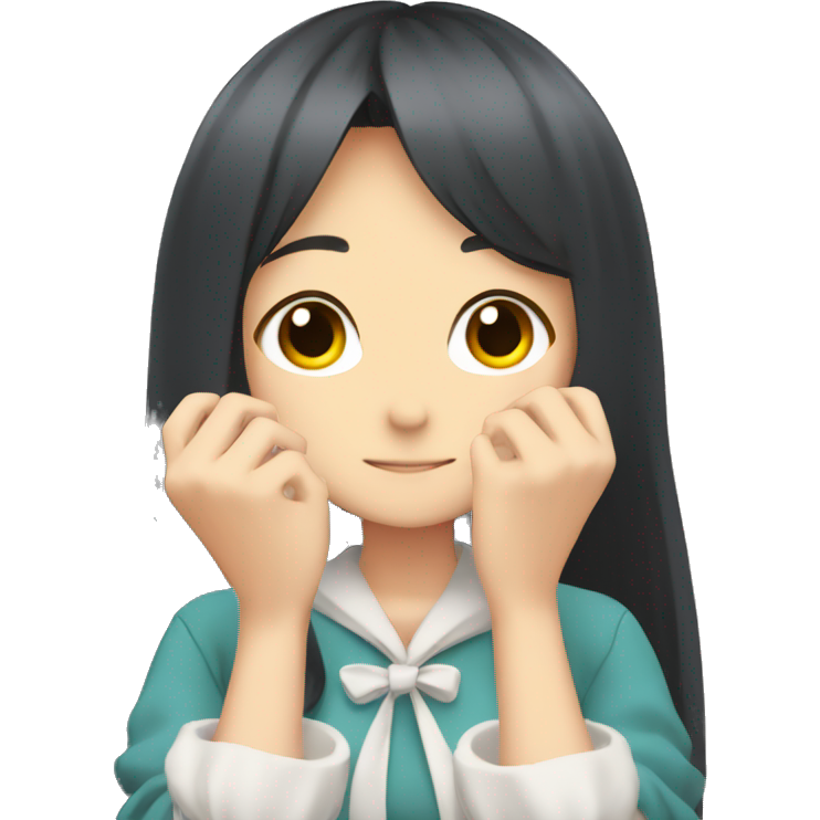 Anime girl using hands to make the shape of a heart Sticker