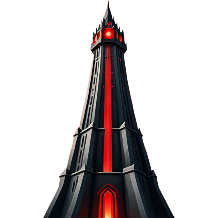 Barad Dúr from Lord of the Rings, Dark, giant Tower, with red beams ...