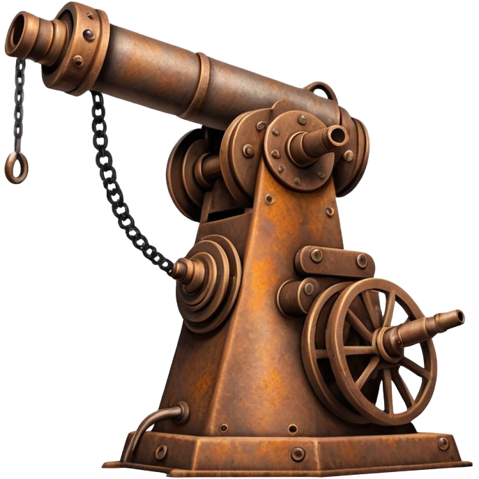 Gatling crank snake launching turret old rusty Sticker