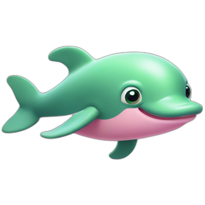 Pink and green beluga whale with big eyes Sticker