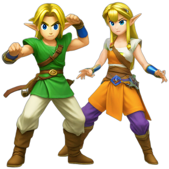 Link and Zelda fusion dance from dragon ball Sticker