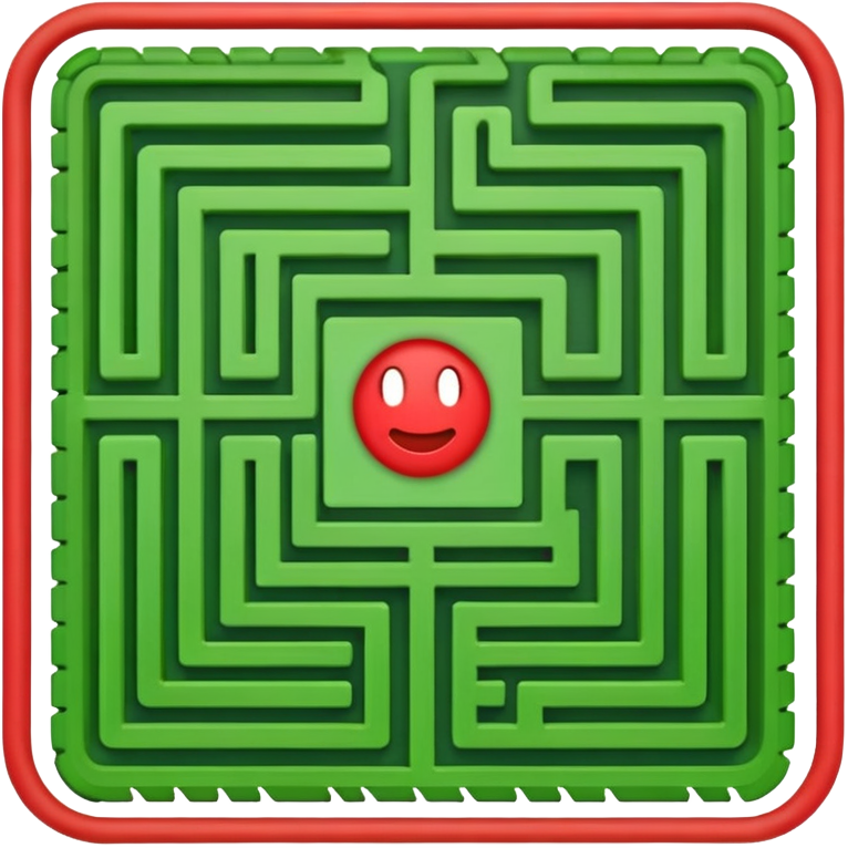 Create a realistic emoji of a maze with different patterns in red which ...