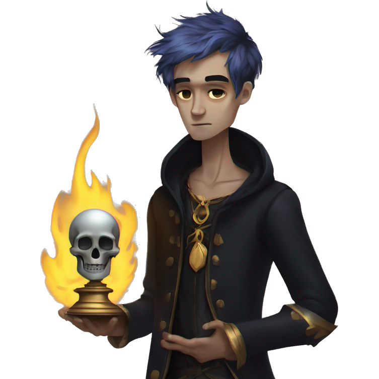 Hamlet young skinny sad man iridescent hair wearing raven feathers with ...