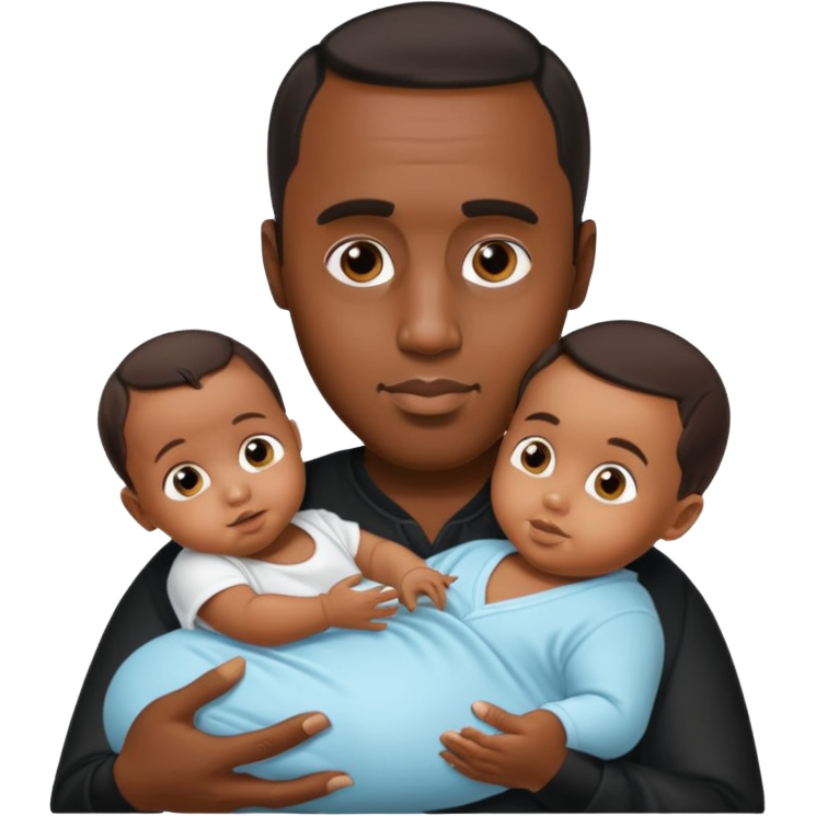 Sean “Diddy” Combs with baby oil and a very small infant Sticker