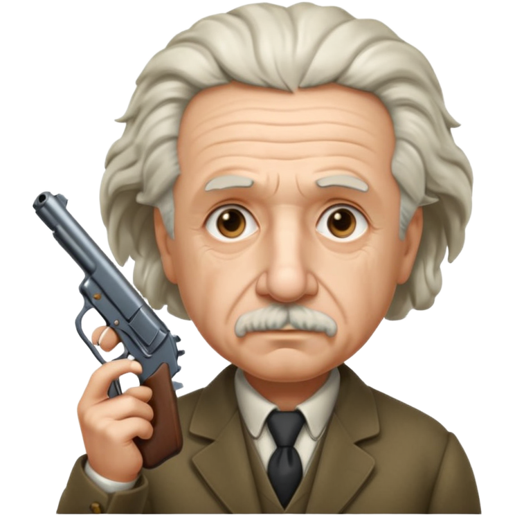 Albert Einstein holding a gun Sticker