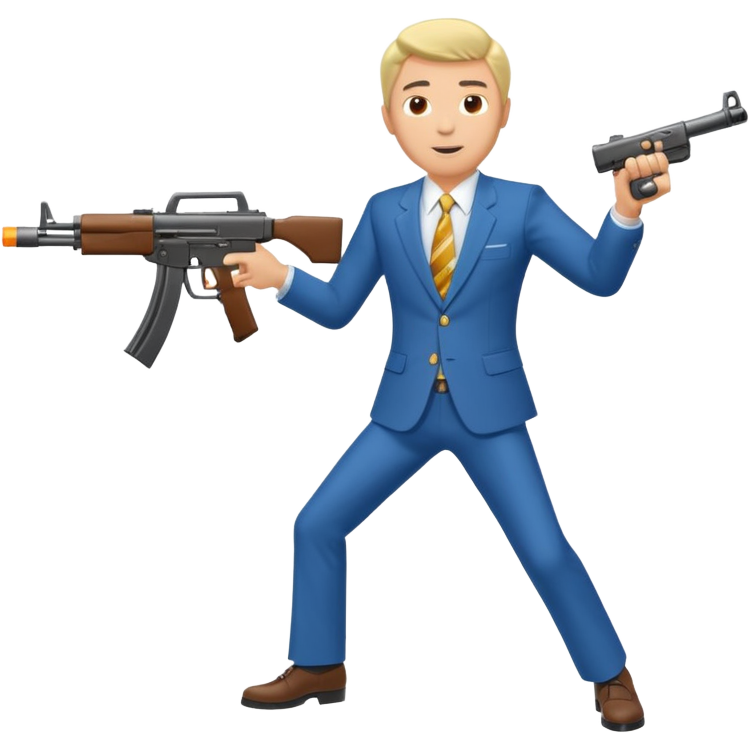 Yodeling mountain climber in Switzerland with a machine gun pointing to ...