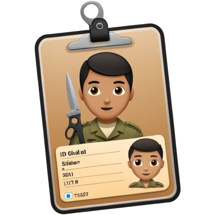 Floating black Scissors cutting in half an idf soldier ID card with a ...