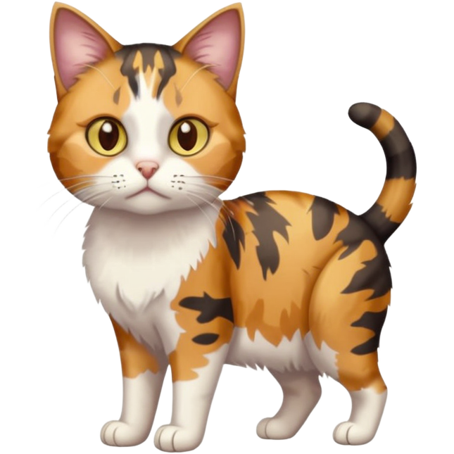 full body anxious looking colourful light calico tabby cat with hazel ...