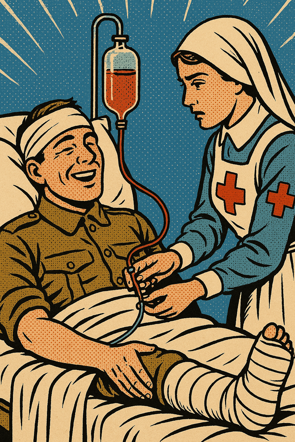 A world war one British soldier in an army hospital bed. The soldier ...