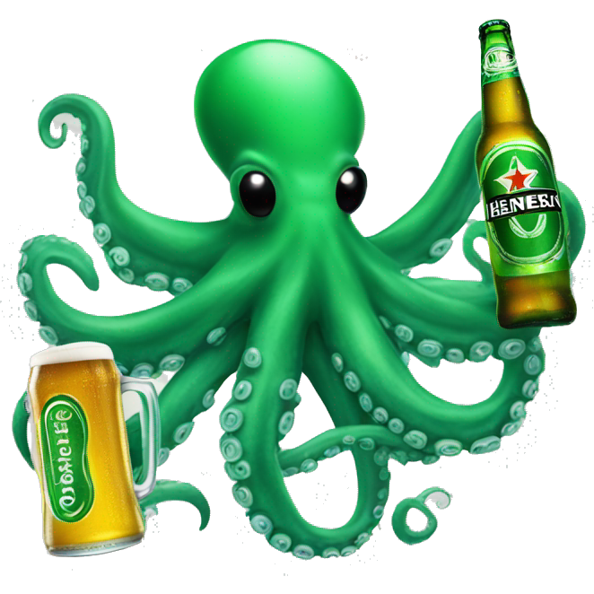 Octopus holding a Heineken beer Sticker