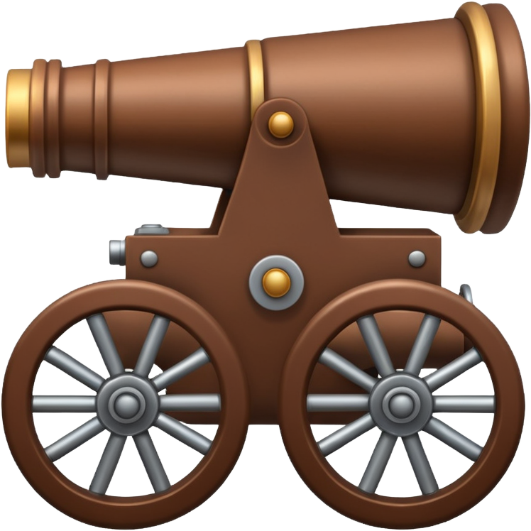 Create an emoji of a war cannon. The cannon should be brown. Sticker