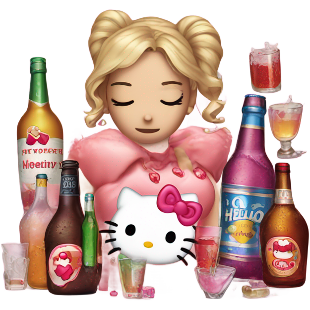 Hello kitty crying with tears with alcohol hello kitty Sticker