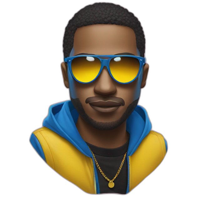 Uk rapper with yellow mask and blue sunglasses Sticker