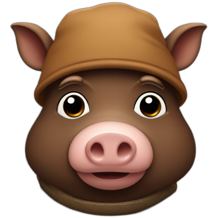 fullface sad brown hog with black winter hat Sticker