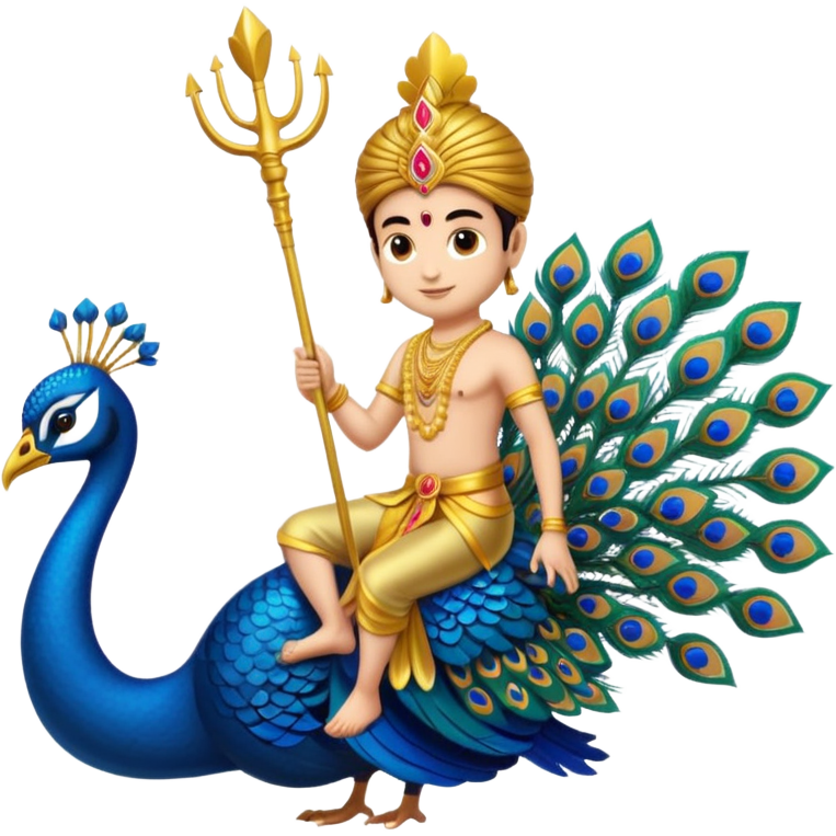 Give Lord murugan with blue peacock and vel staff as keypad emoji Sticker