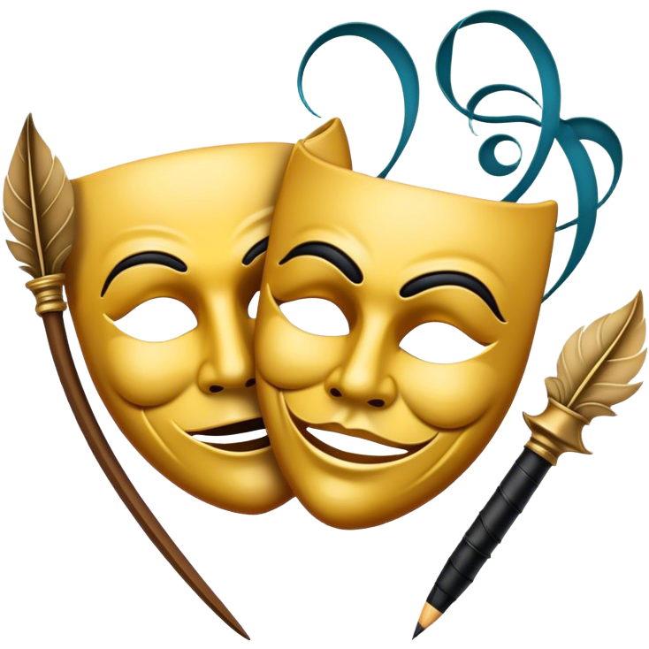 Create a bold and dramatic emoji representing the art of playwriting ...