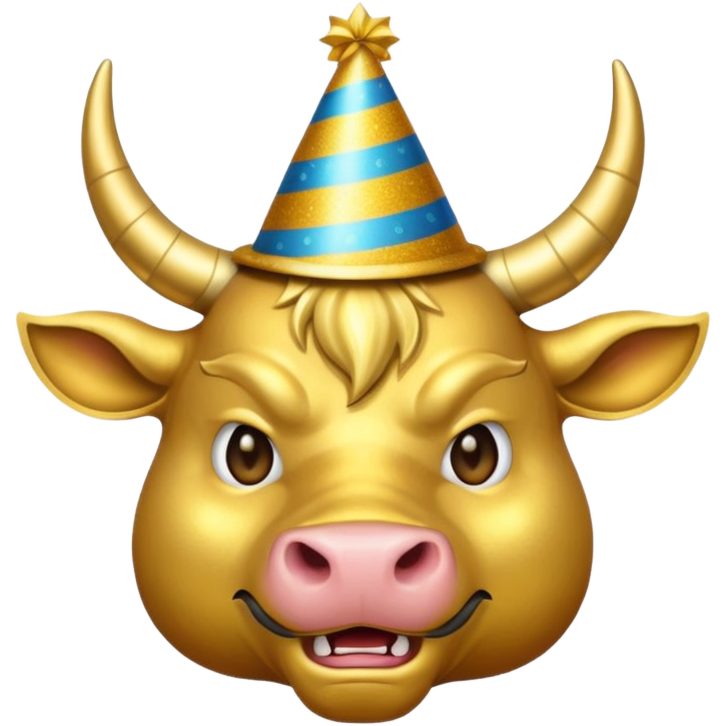 Angry New Year's Eve Dressed Golden Bull Emoji Sticker